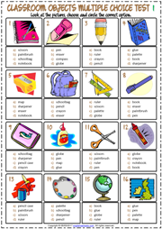 Classroom Objects ESL Vocabulary Worksheets